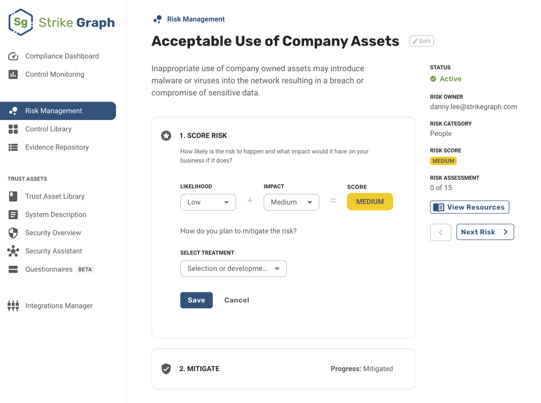 Risk ownership and scoring: Why Strike Graph is your go-to platform for risk-based compliance